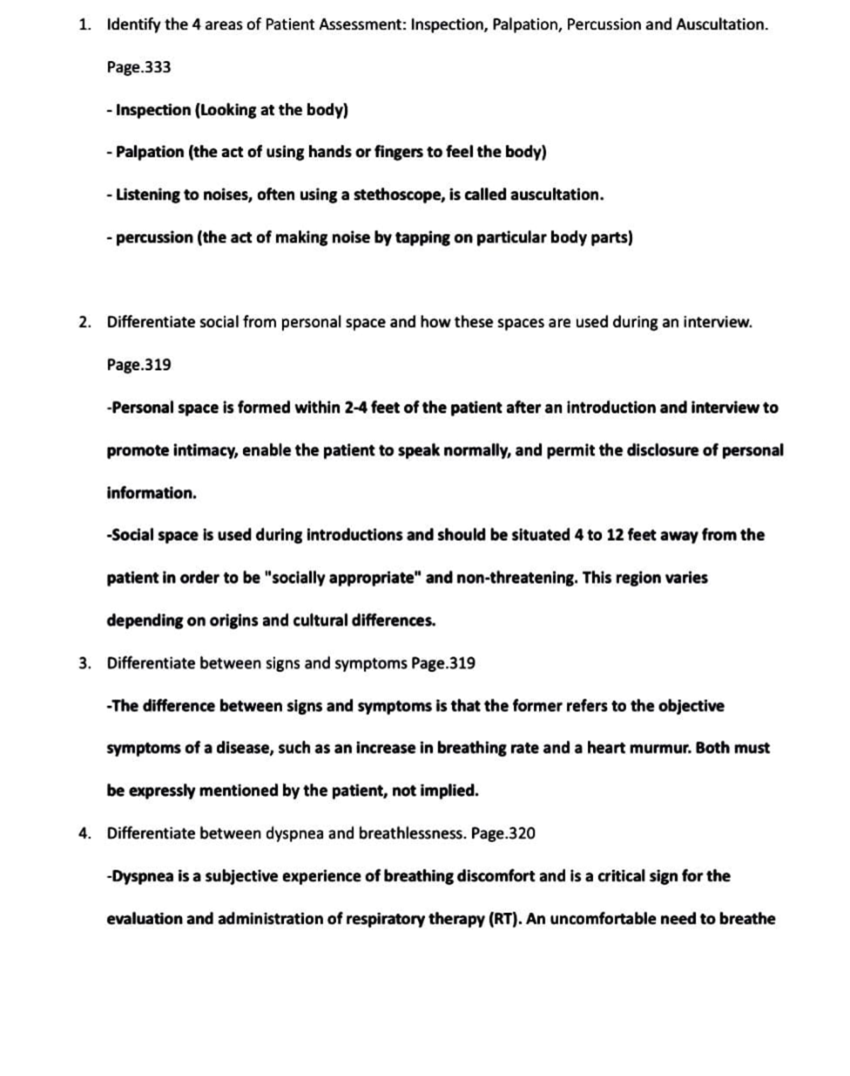 Study Guide 8 - Patient Assessment Techniques and Key Concepts - Studocu