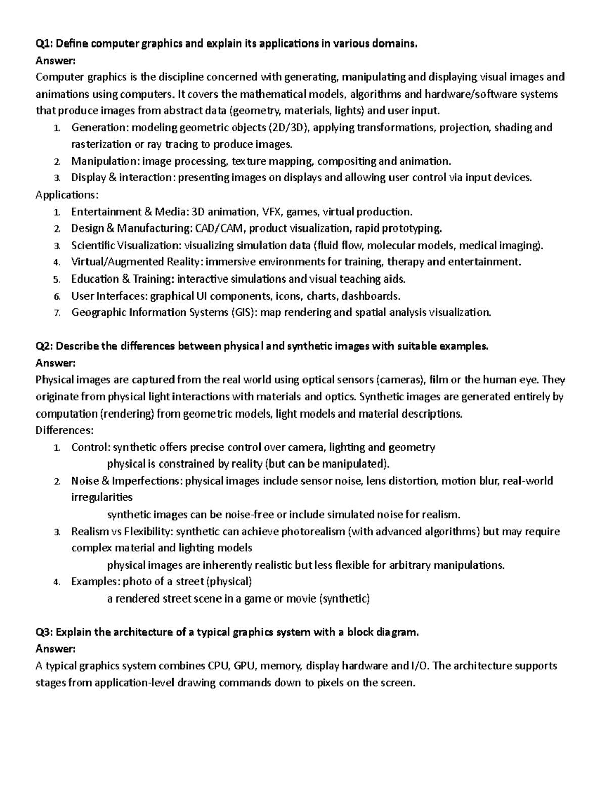 CG Improvement Test QB - Computer Graphics Question Bank - Studocu