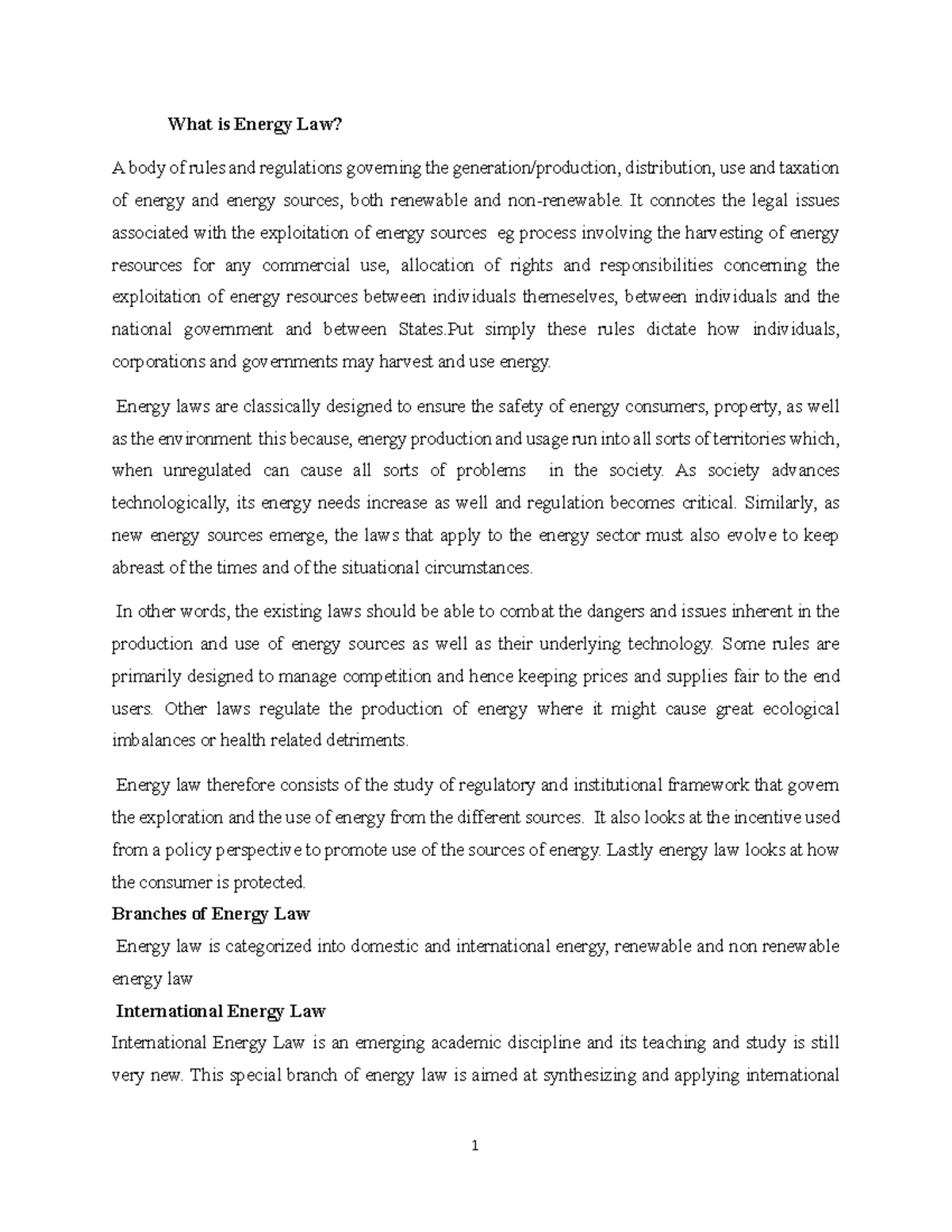 Energy Law Handout 2 - Overview of Regulatory Frameworks and Reforms ...