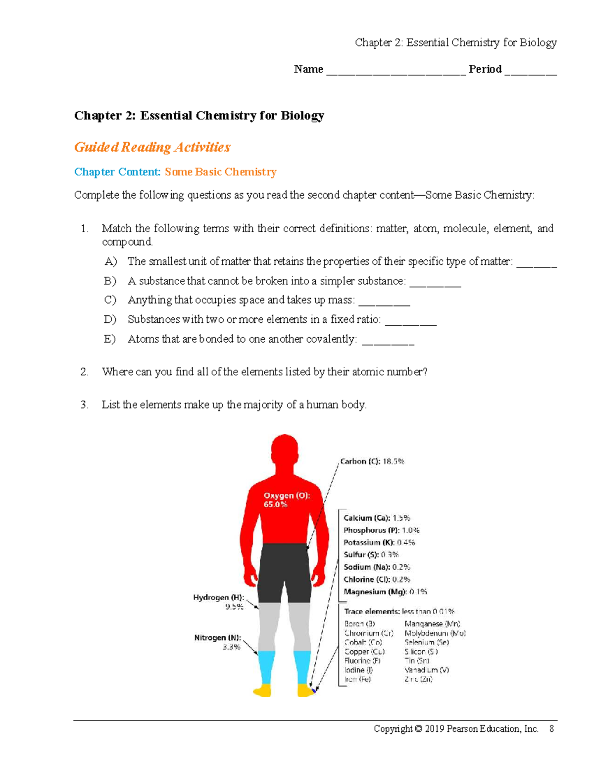 Chapter 2: Essential Chemistry & Water for Biology Guided Reading ...