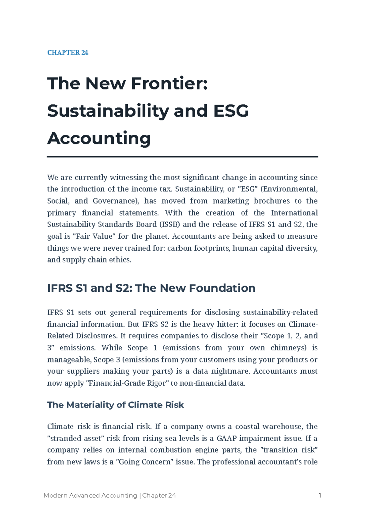 Chapter 24: Sustainability and ESG Accounting Insights - Studocu
