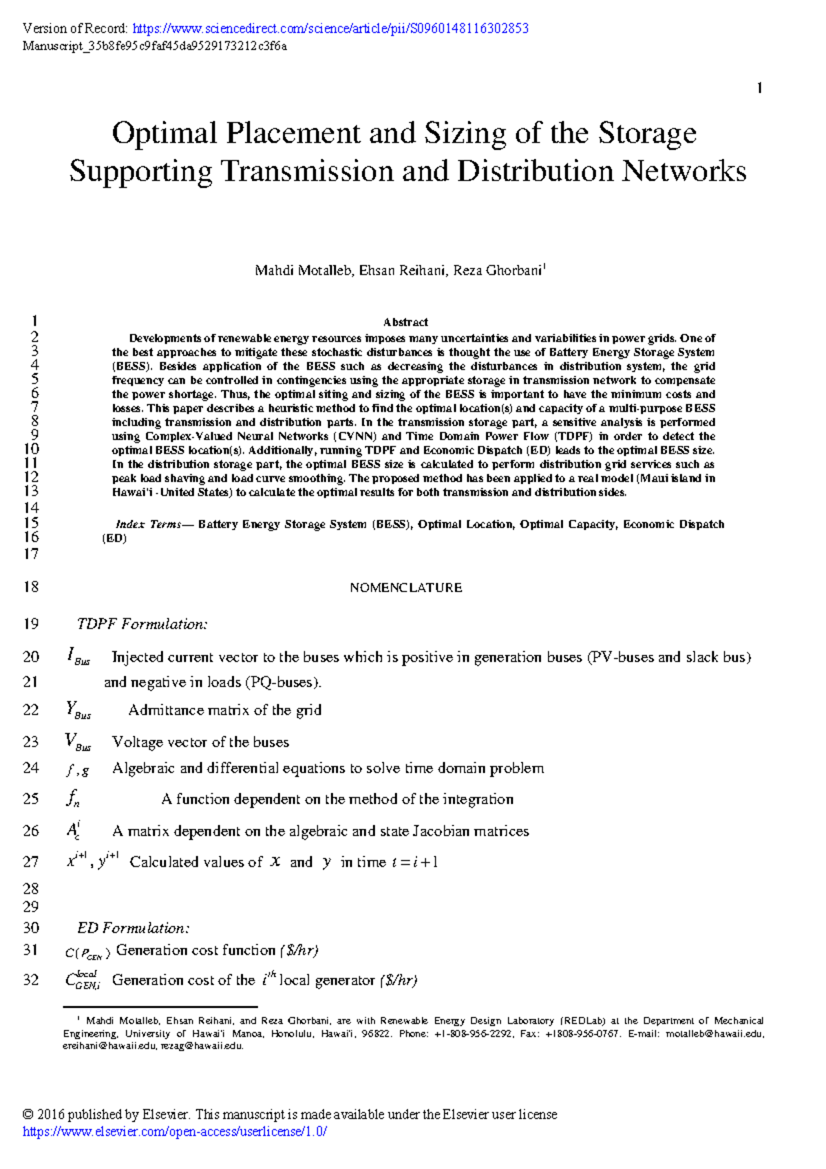 Optimal Sizing & Placement of BESS in T&D Networks: A Heuristic ...