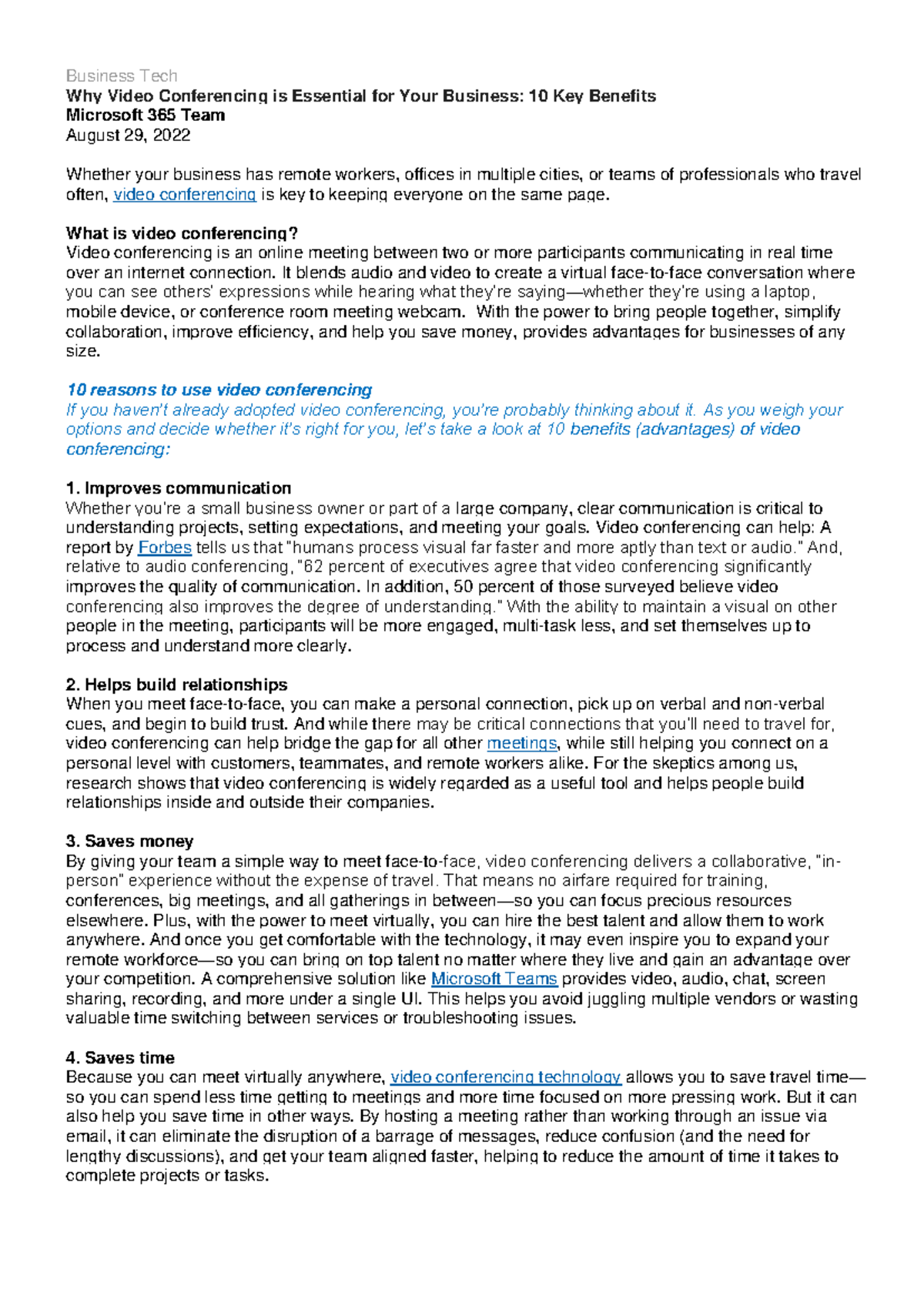 Chap 2 Article - 10 Key Benefits of Video Conferencing for Business ...
