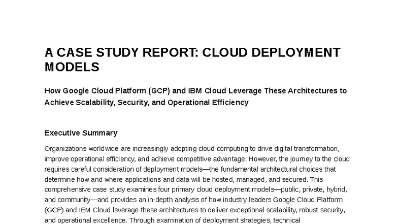 Cloud Deployment Models Case Study - Organizations worldwide are ...