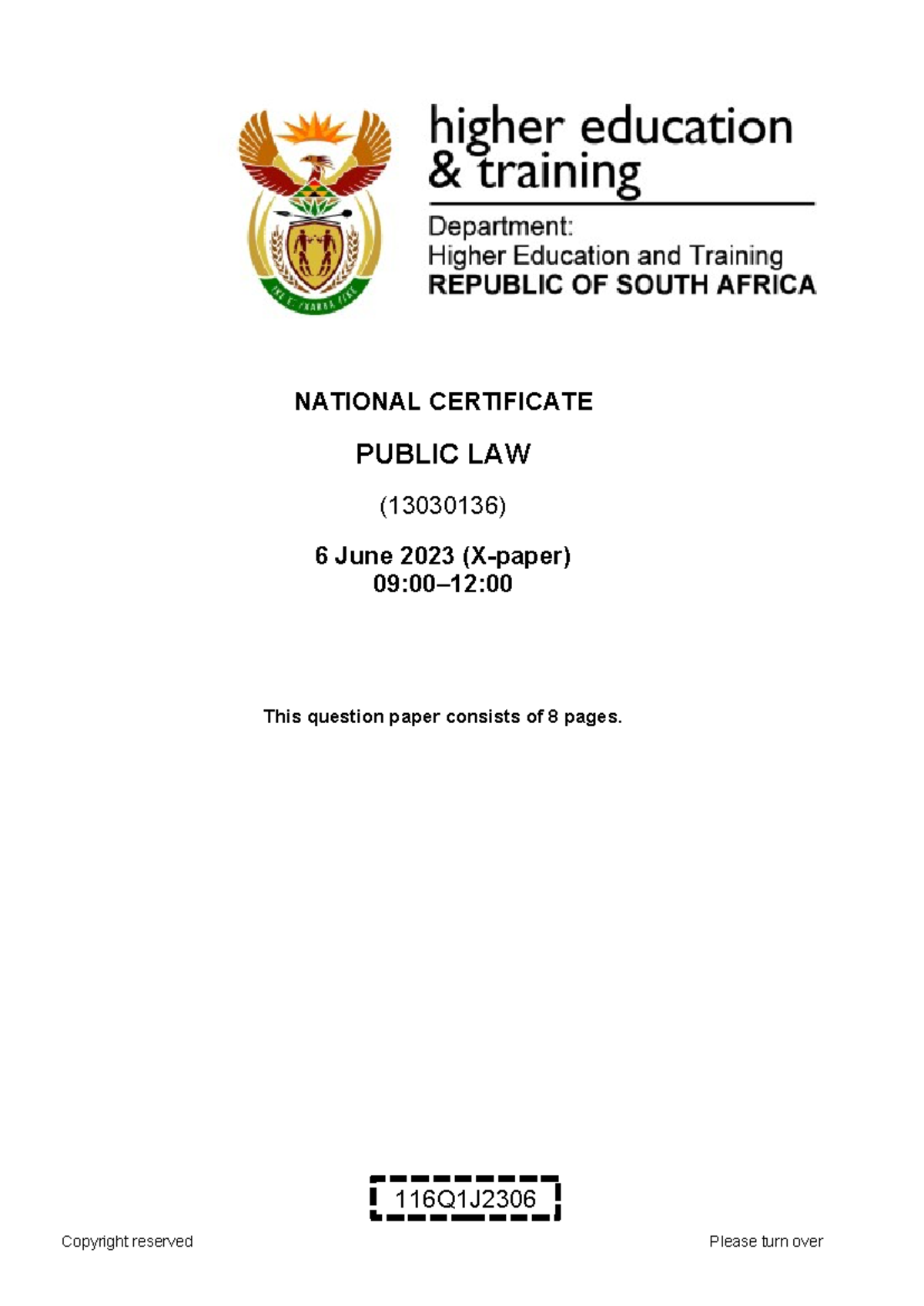 Public Law N6 Question Paper - June 2023 (13030136) - Studocu