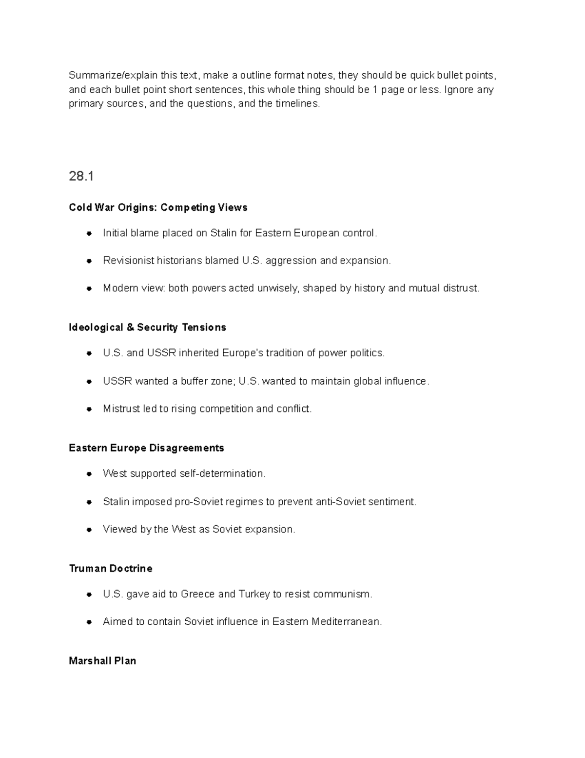 Euro Chapter 28: Cold War origins and decolonization overview - Studocu
