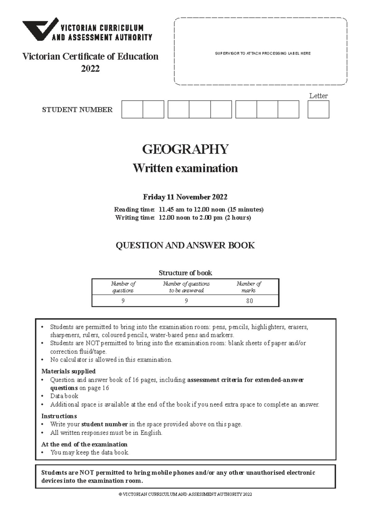 2022 VCE Geography Units 3 & 4 Exam Paper - Studocu