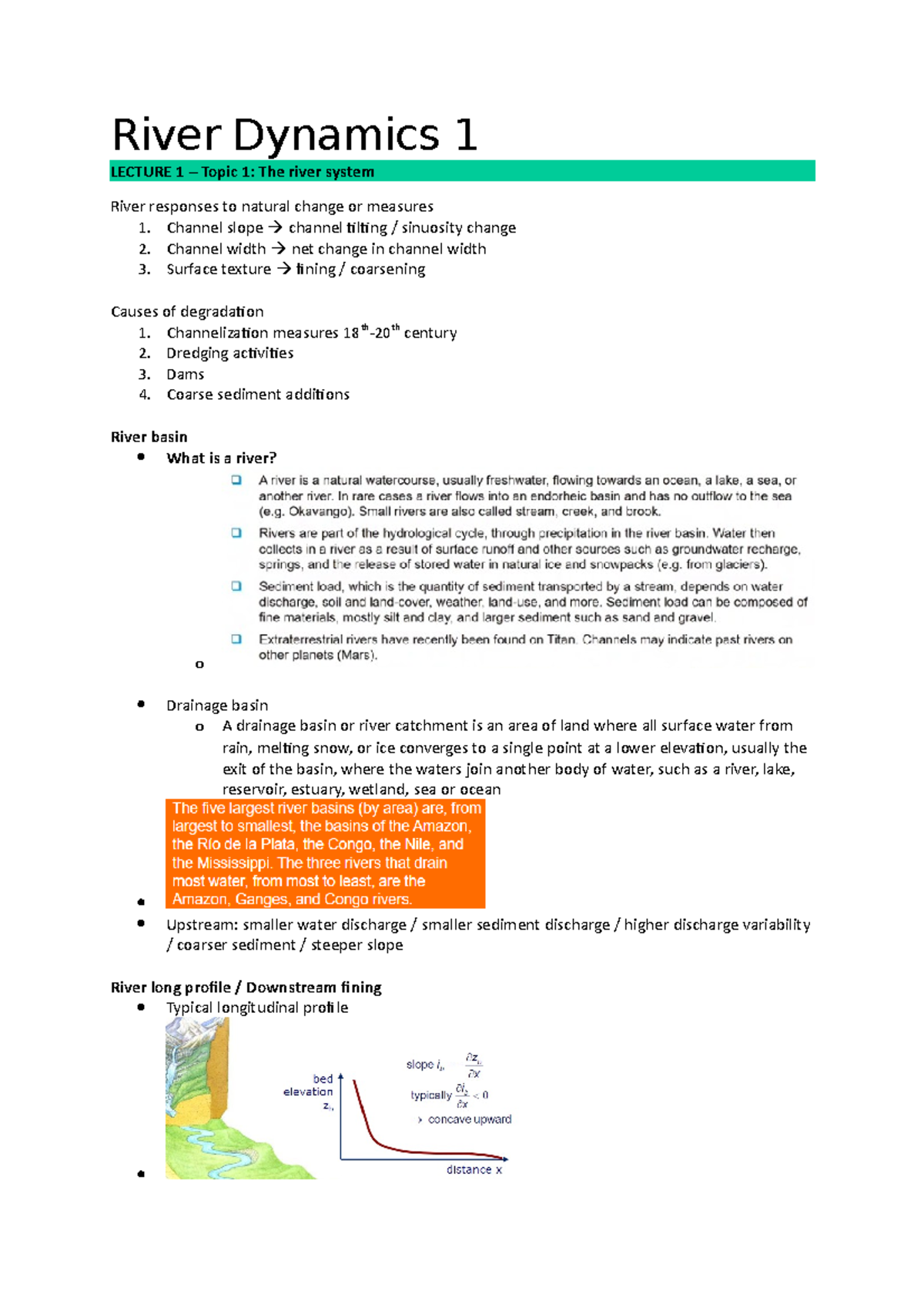 River Dynamics 1: Lecture Notes on River Systems and Flow Mechanics ...