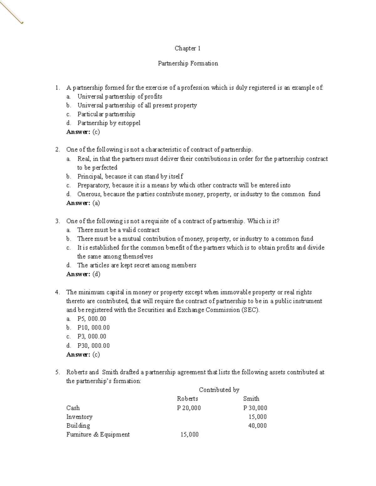 Partnership Formation: Key Concepts and Case Analysis Notes - Studocu