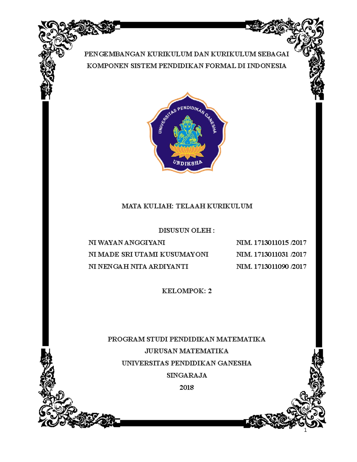 Kurikulum dan Sistem Pendidikan Formal di Indonesia - Telaah R-2 - Studocu