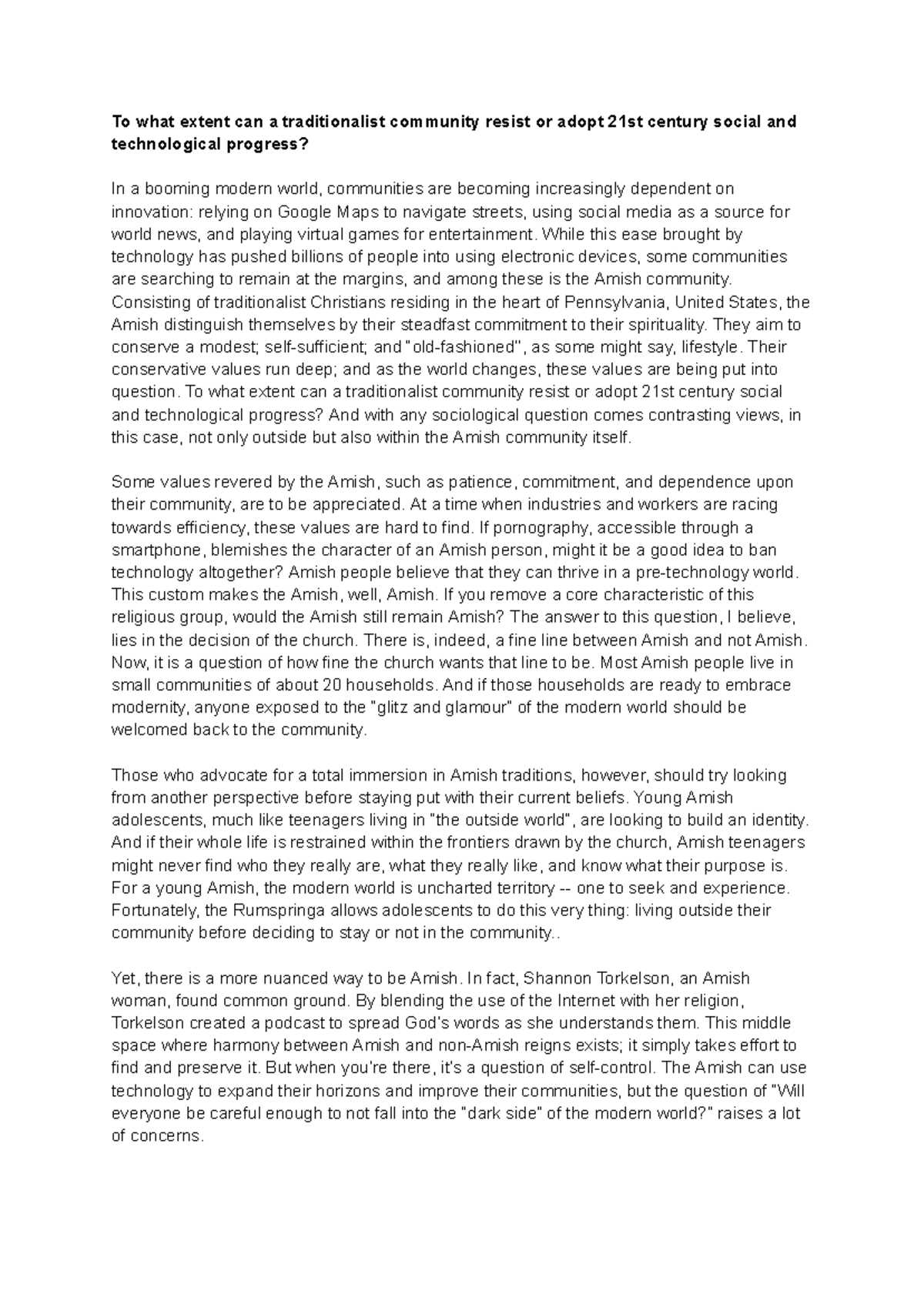 Amish & Tech: Essays on Tradition vs. Modernity in a Changing World ...