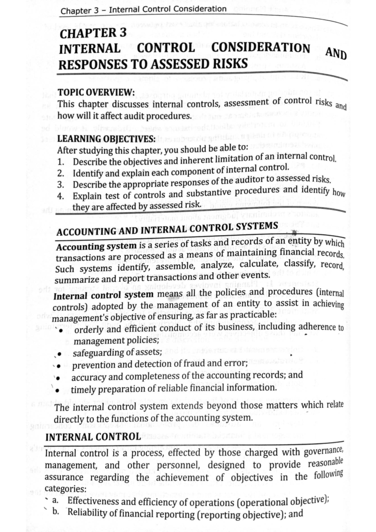 Chapter 3 - From the textbook - Chapter 3 Internal Control Consideration CHAPTER 3 INTERNAL ...