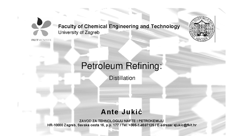 PRPP 2013 Petroleum Refining: Distillation Overview and Processes - Studocu