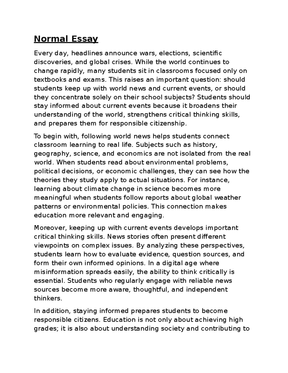 ENG 101: Argumentative Essay on Current Events and Education - Studocu