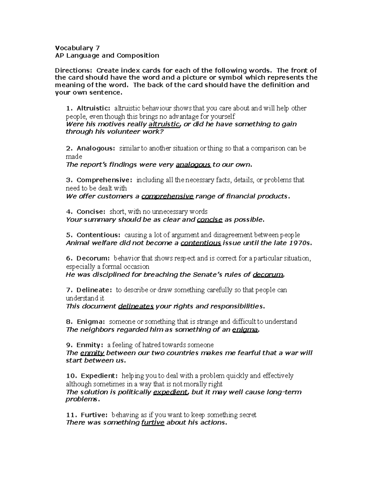 AP Language & Comp: Vocabulary 7 Index Cards for Mastery - Studocu