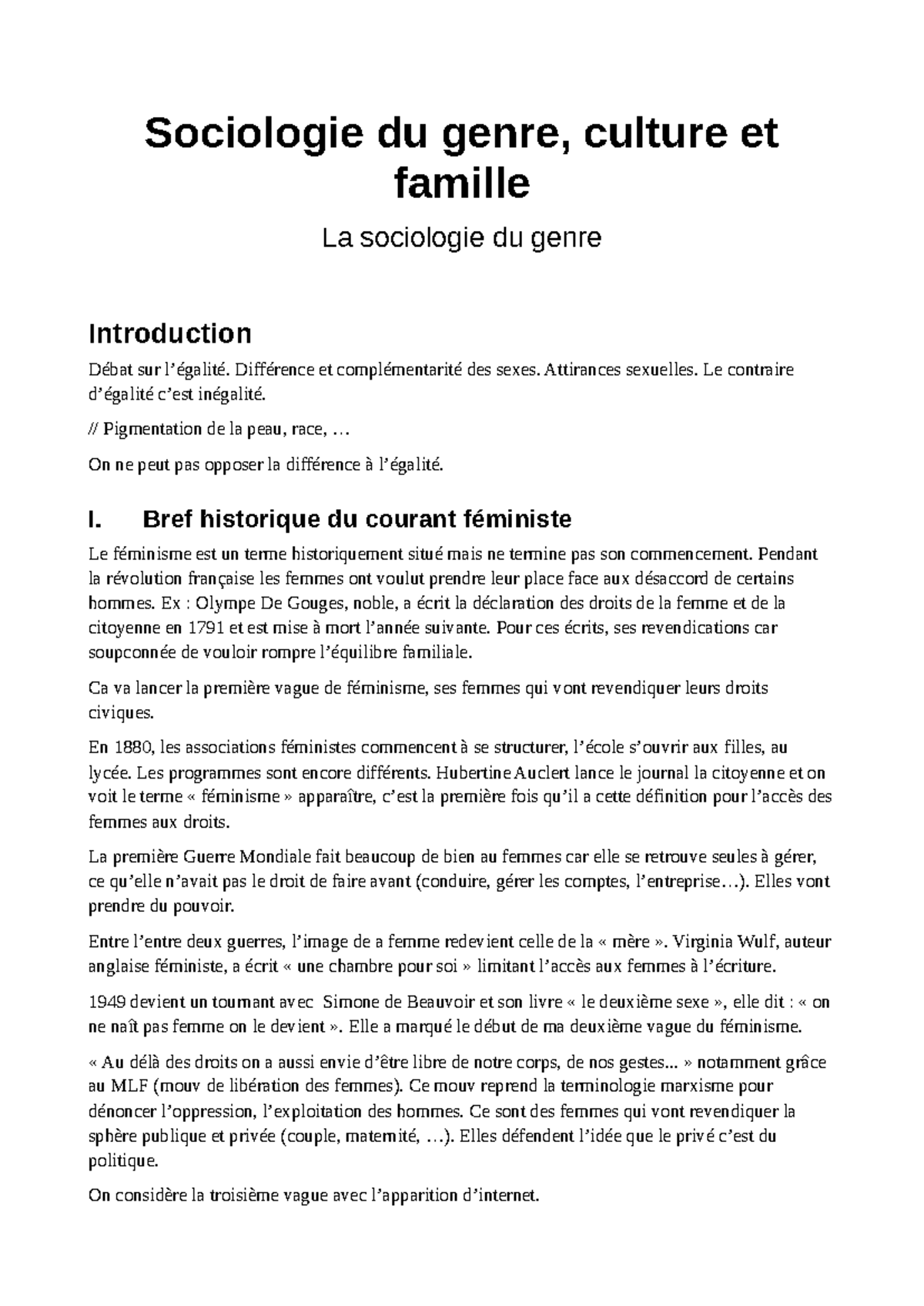Sociologie du Genre : Histoire, Débats et Contributions Féministes ...
