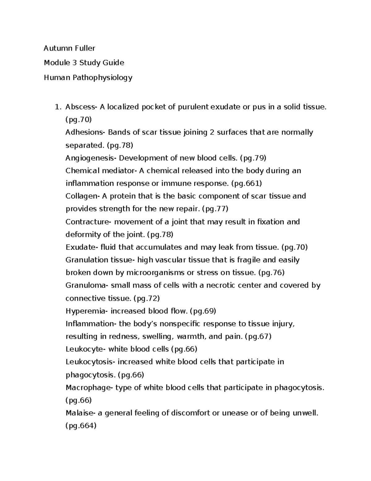 Module 3 Study Guide - Human Pathophysiology 1 Answers - Studocu