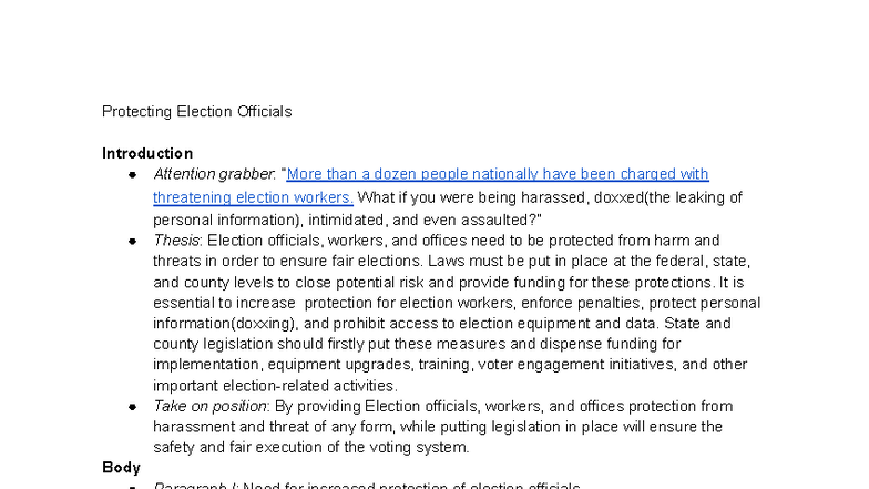 OPED - Notes - Protecting Election Officials Introduction Attention ...