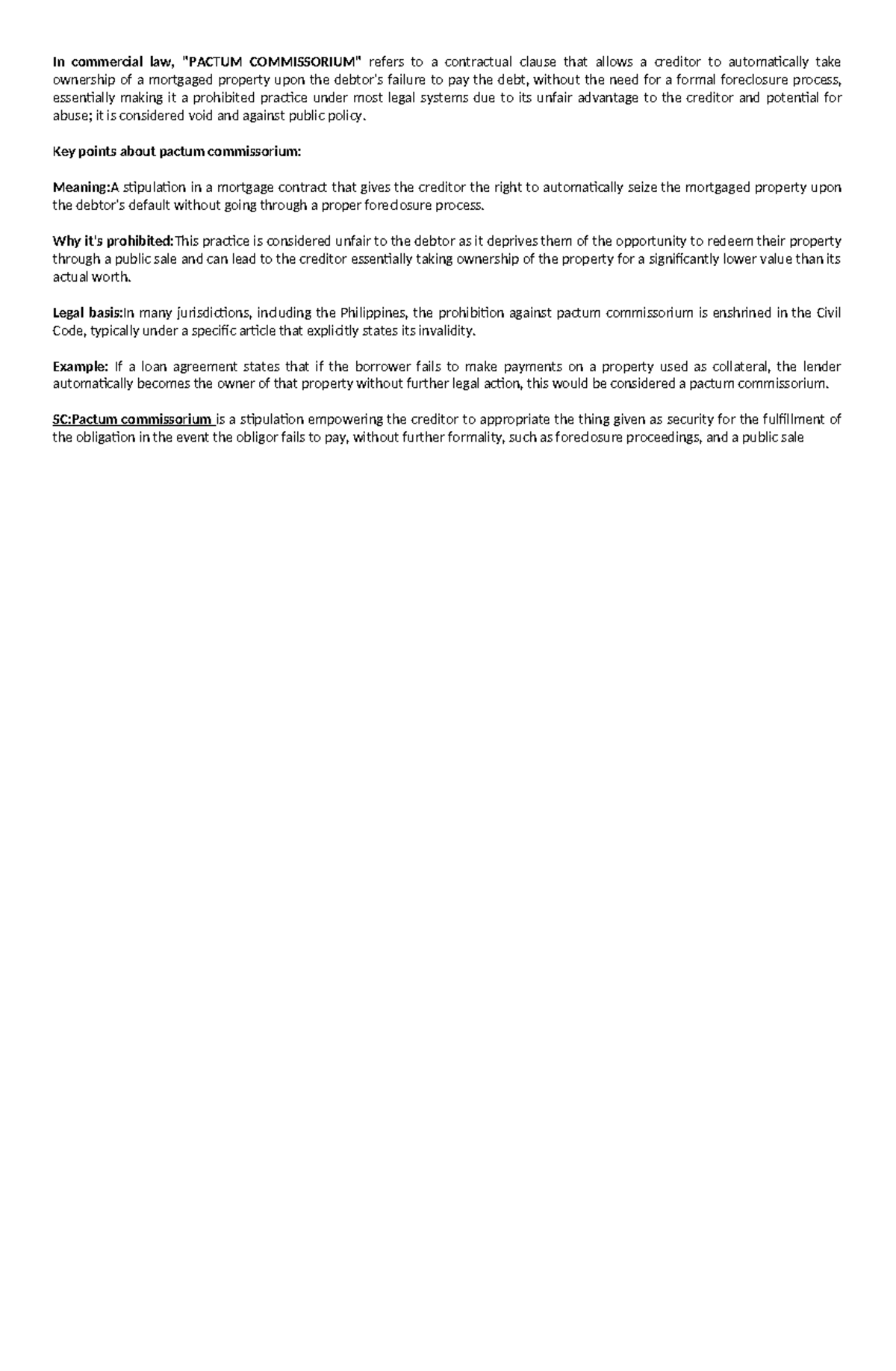 Pactum Commissorium: Understanding Its Legal Implications in Contracts ...