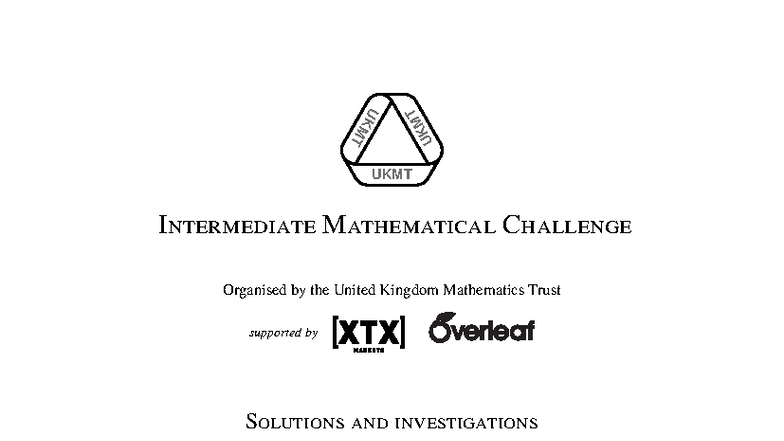 IMC 2022 Extended Solutions: Intermediate Mathematical Challenge - Studocu