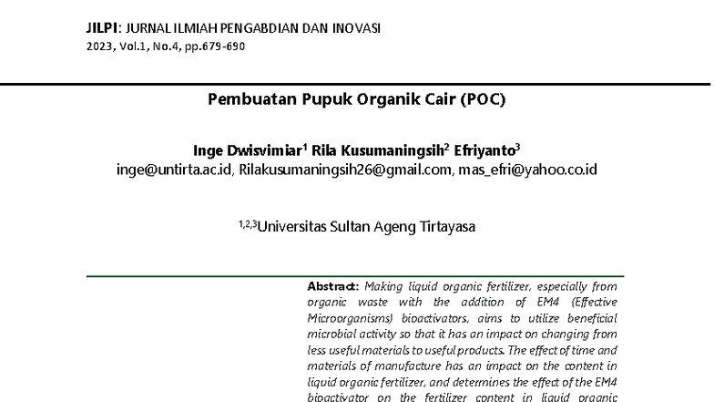 Pembuatan Pupuk Organik Cair (POC) untuk Pertanian Berkelanjutan - Studocu