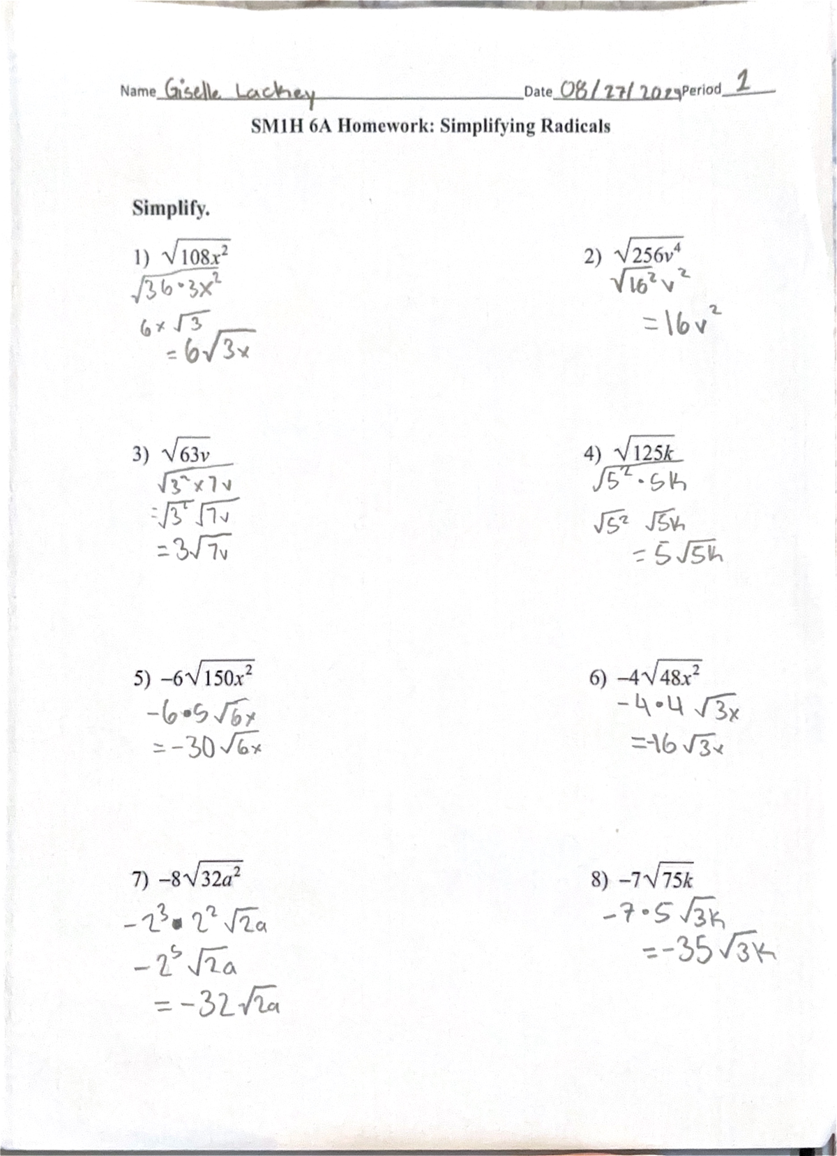 Homework 6A - EDU T310A - Name Giselle Lackey Date Period 1 SM1H 6A ...