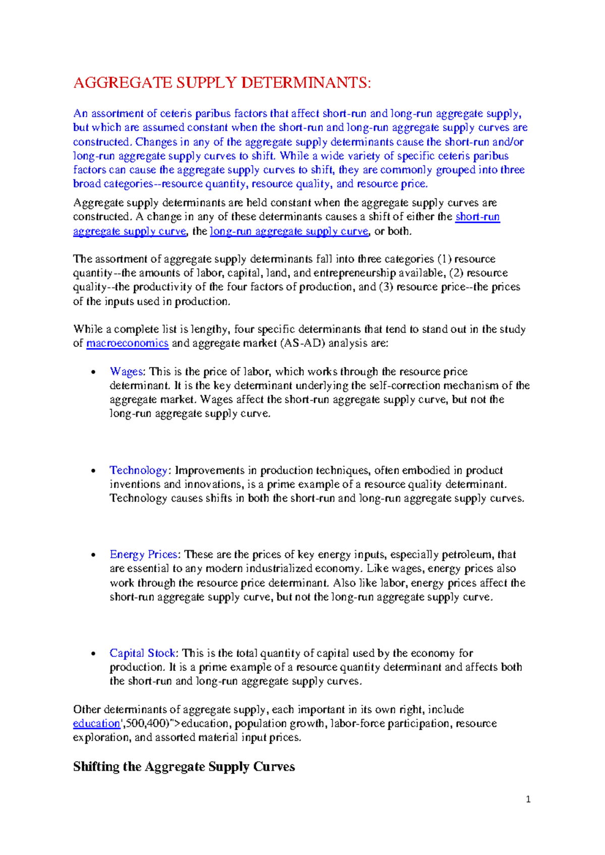 Aggregate Supply and Demand Determinants: A Comprehensive Overview ...