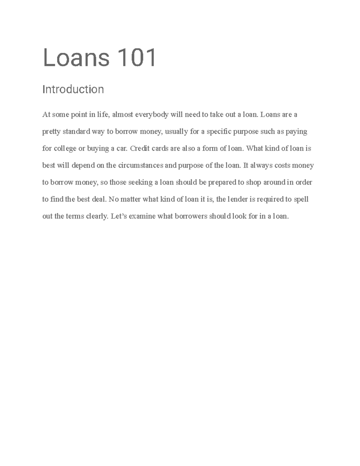 Understanding Loans and Money Management: A Comprehensive Guide - Studocu