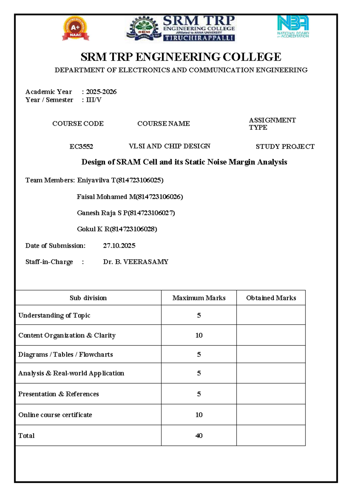 Vslifront - good notes - SRM TRP ENGINEERING COLLEGE DEPARTMENT OF ...