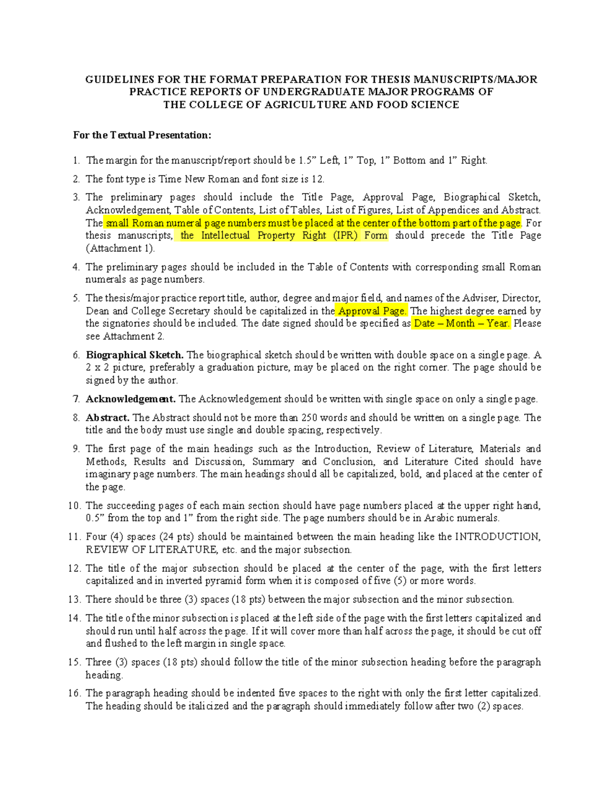 UPLB Guidelines for Thesis Manuscript Format Preparation - Studocu