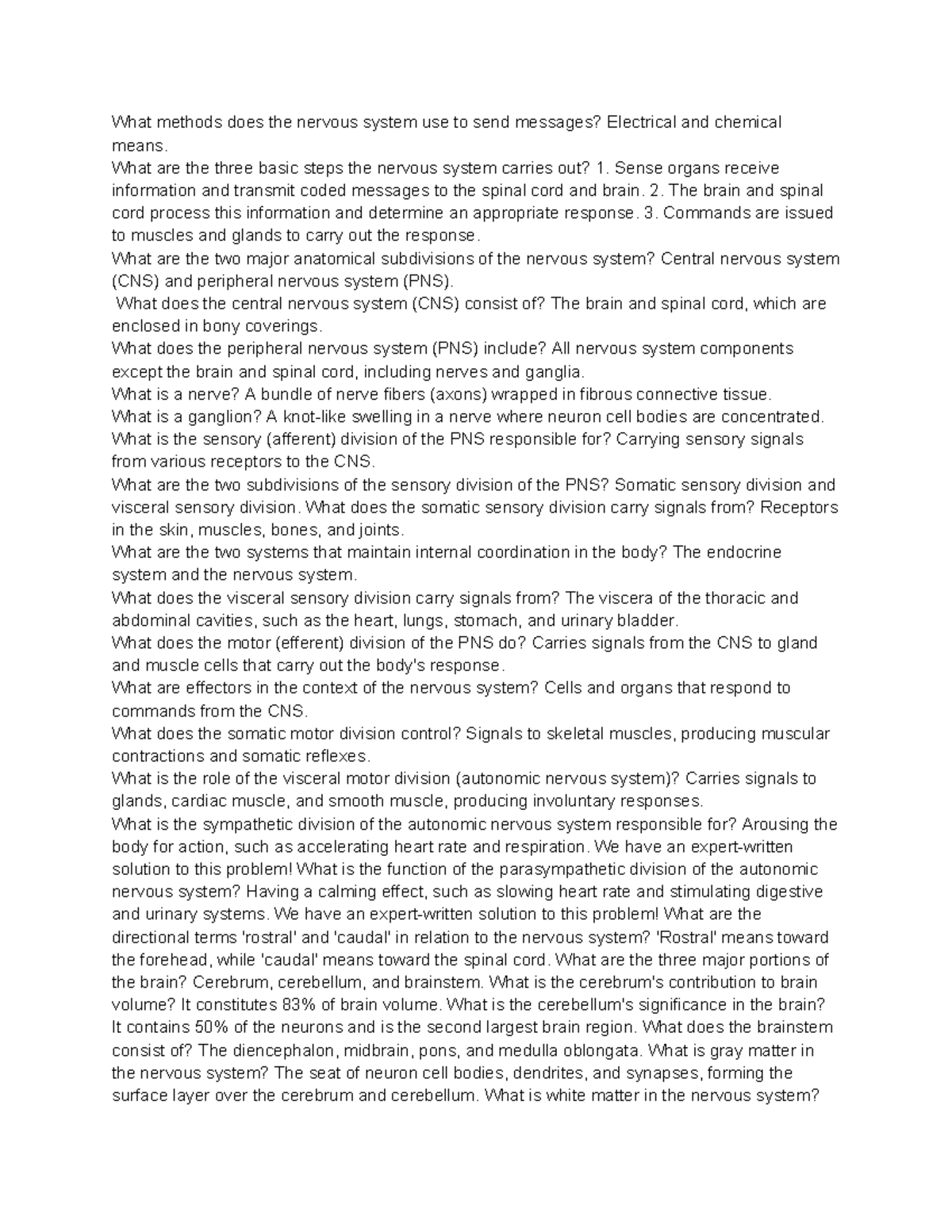 Neuroscience Study Guide: Functions of the Brain & Nervous System (NSC ...