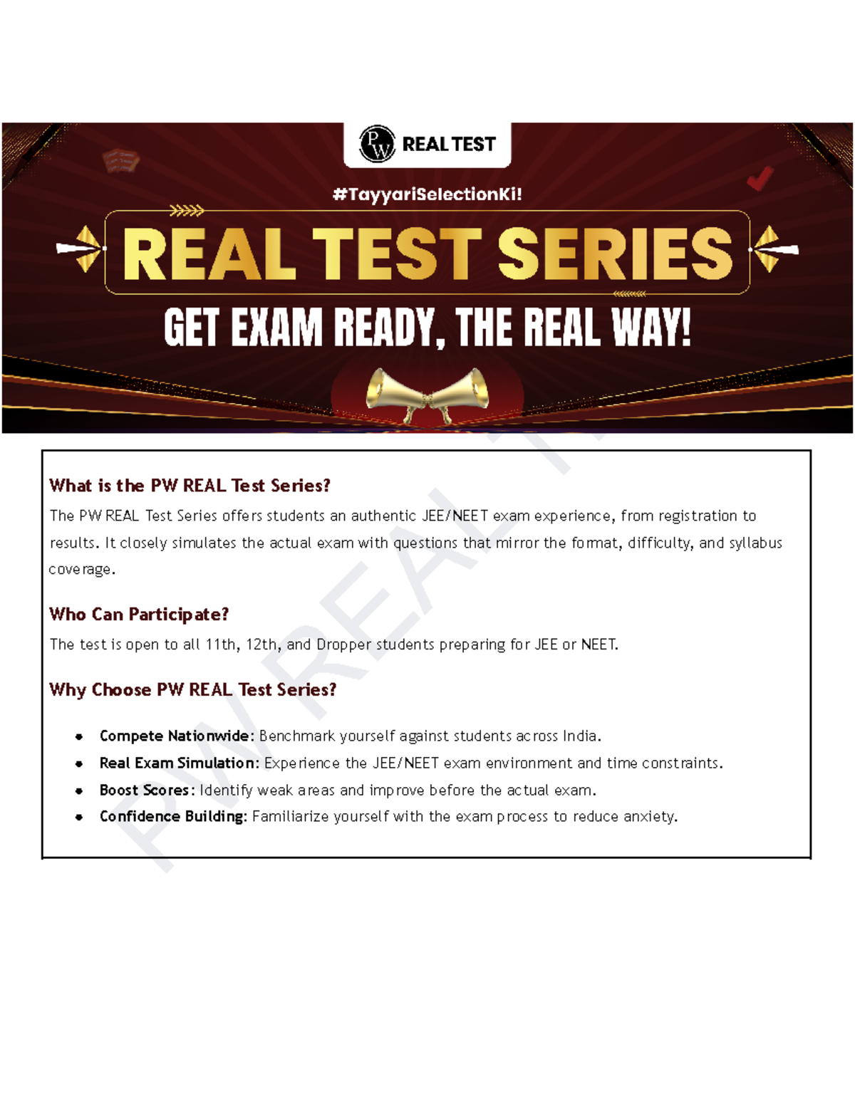 PW REAL Test Series JEE NEET Overview - PW REAL TEST What is the PW ...