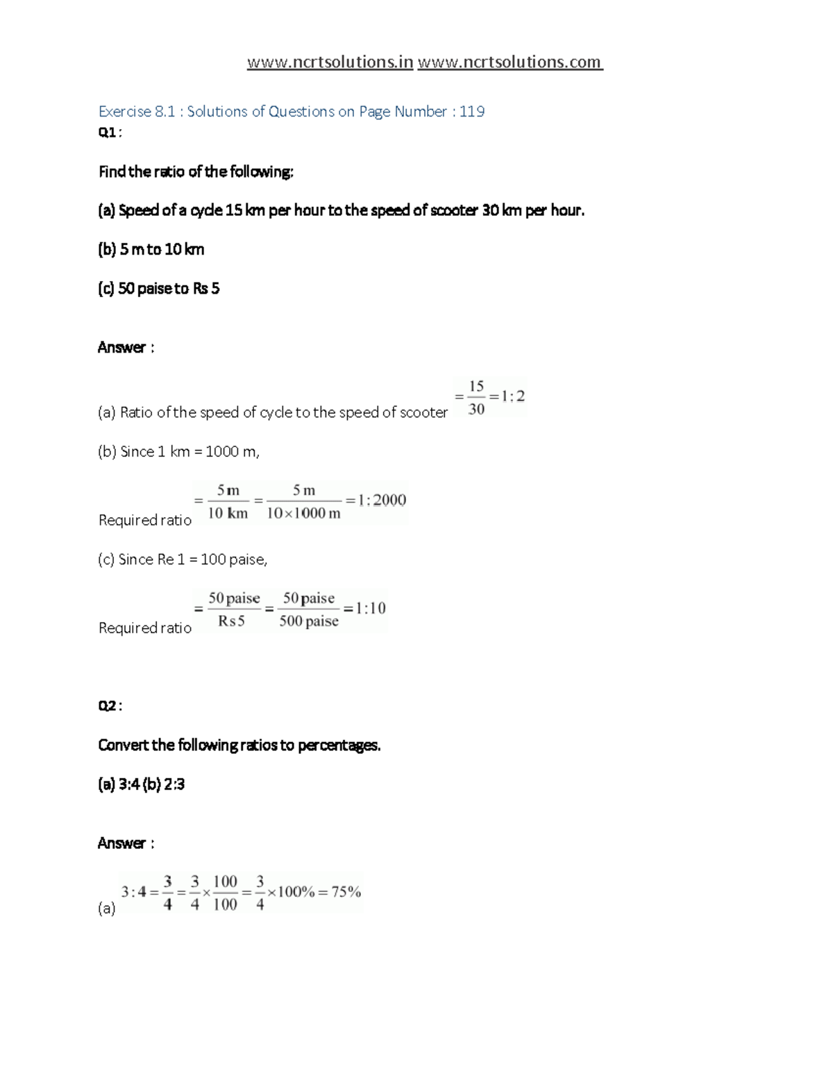 8th Maths Chapter 8: Solutions to Exercises 8.1, 8.2, and 8.3 - Studocu