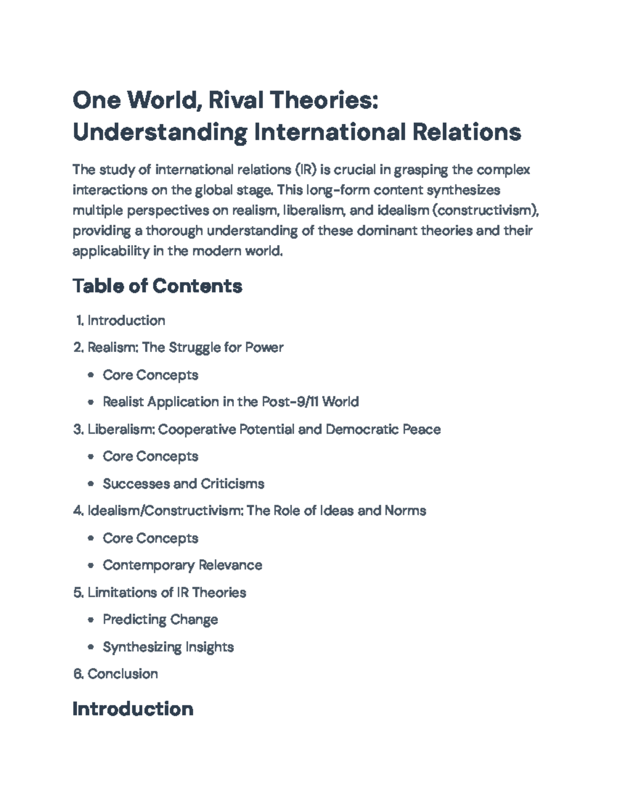 Understanding International Relations: Realism, Liberalism & Idealism ...