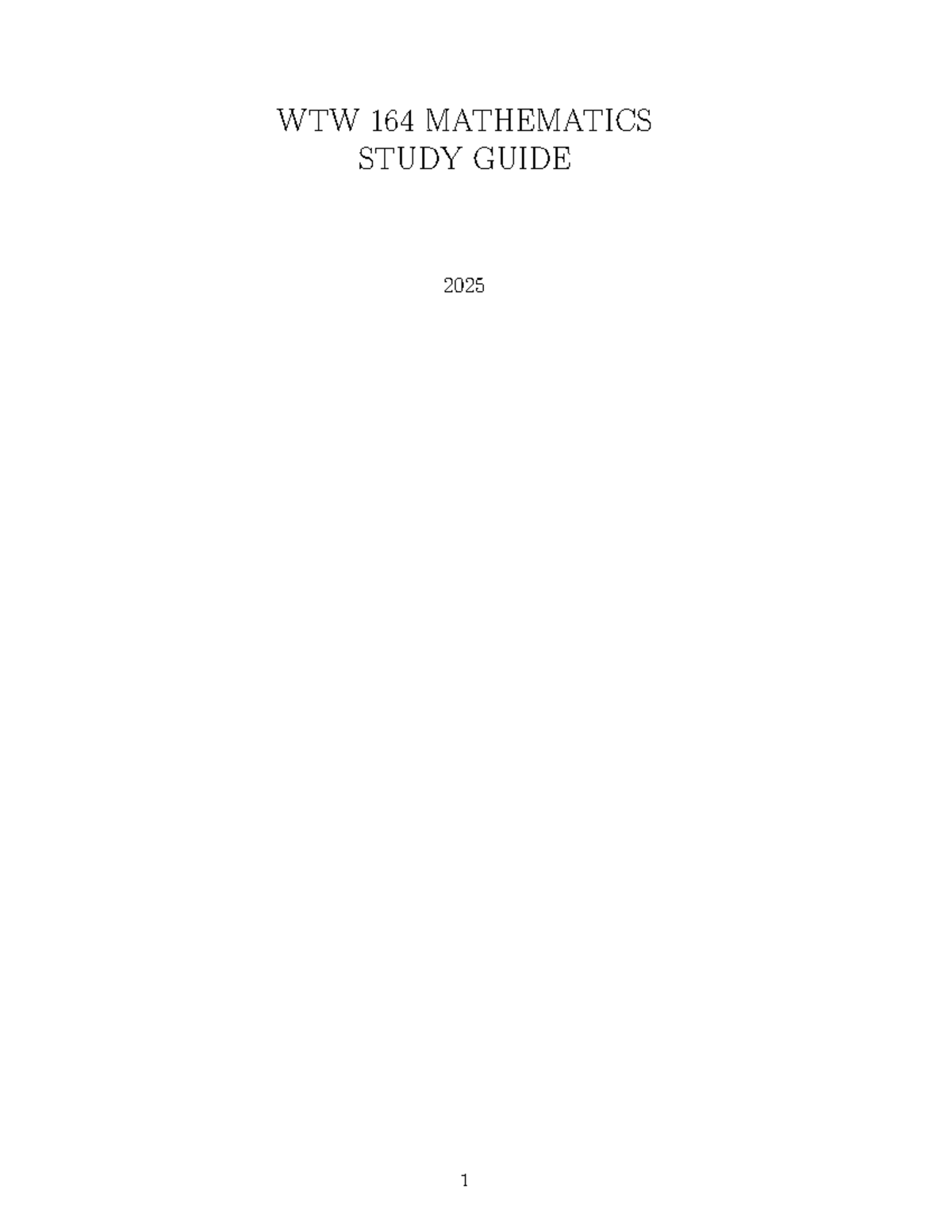 WTW 164 Mathematics Study Guide 2025: Key Concepts & Techniques - Studocu
