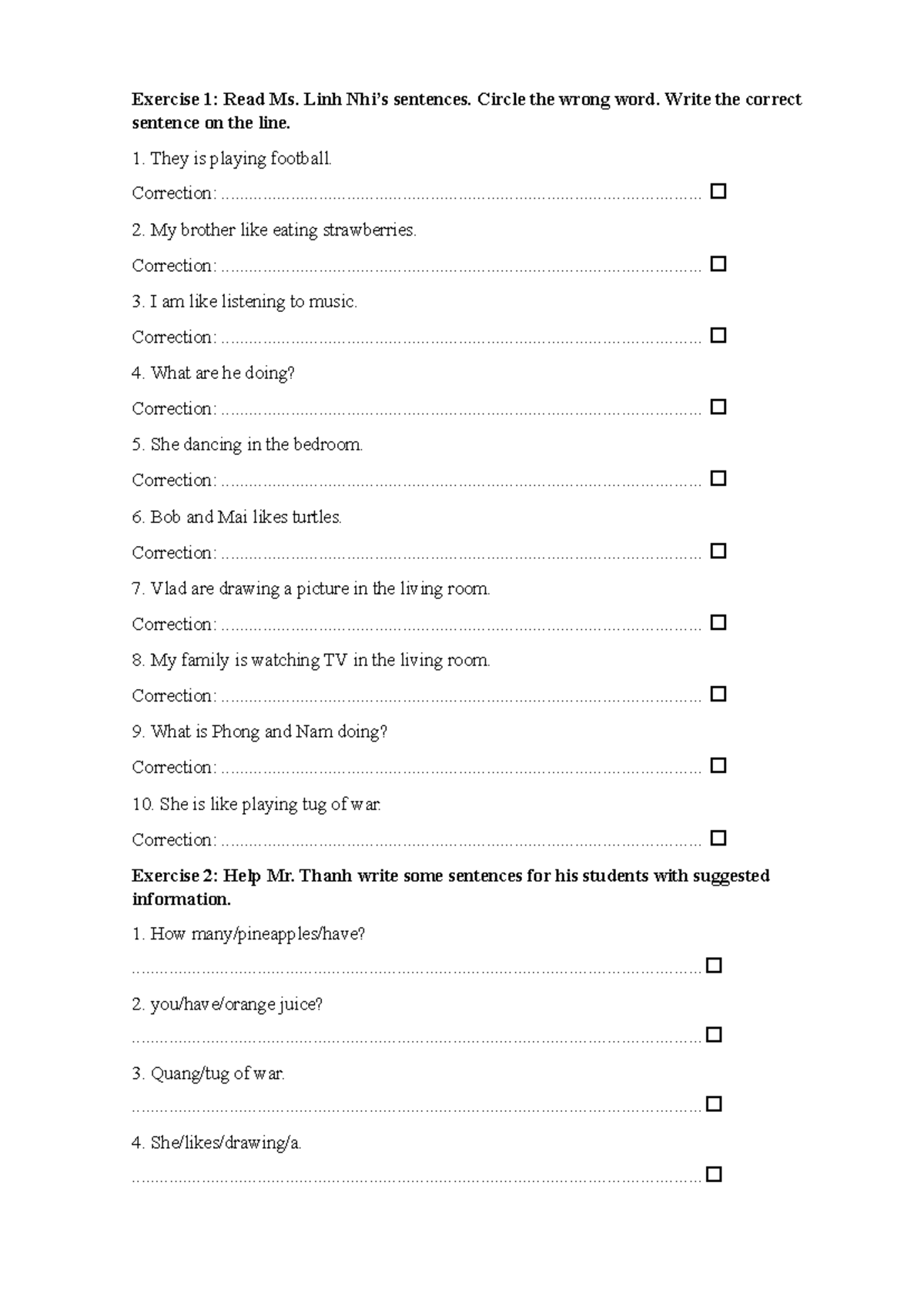TEST 1 FOR BIM: Sentence Correction and Writing Exercises - Studocu
