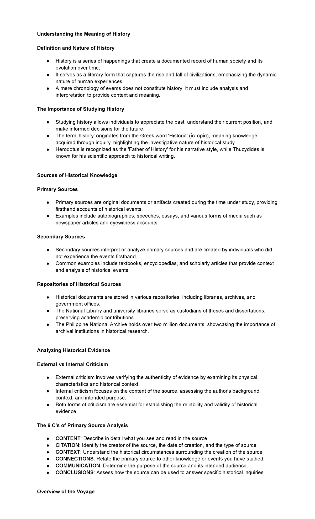 RPH Prelims Notes - dfg - Understanding the Meaning of History ...