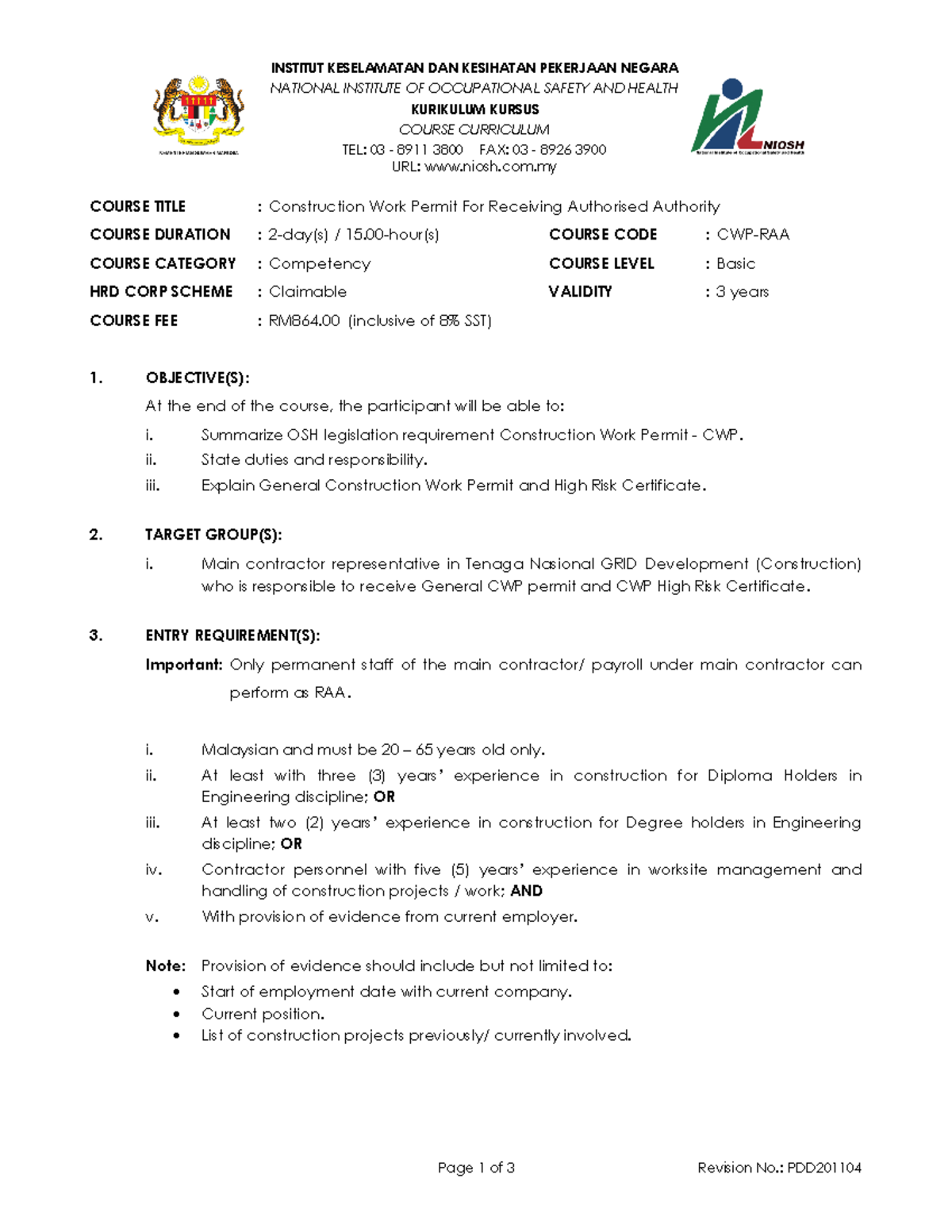 CWP-RAA Course: Construction Work Permit Safety Training Overview - Studocu