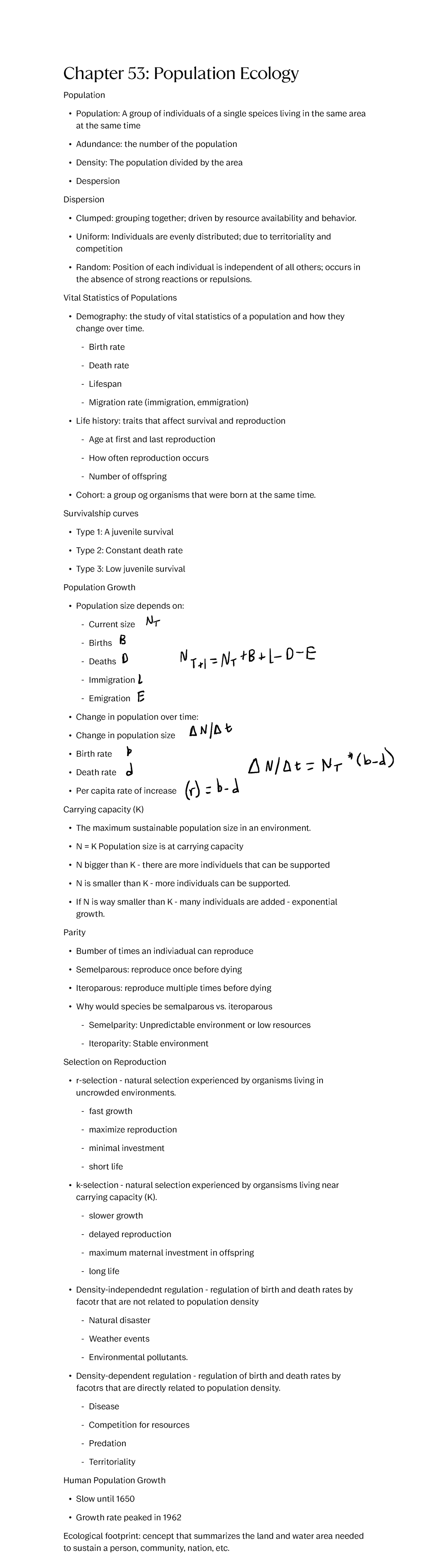 Chapter 53: Population Ecology - Key Concepts & Growth Dynamics - Studocu