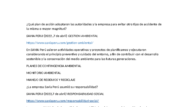 Avance de la empresa savia peru - ¿Qué plan de acción adoptaron las ...