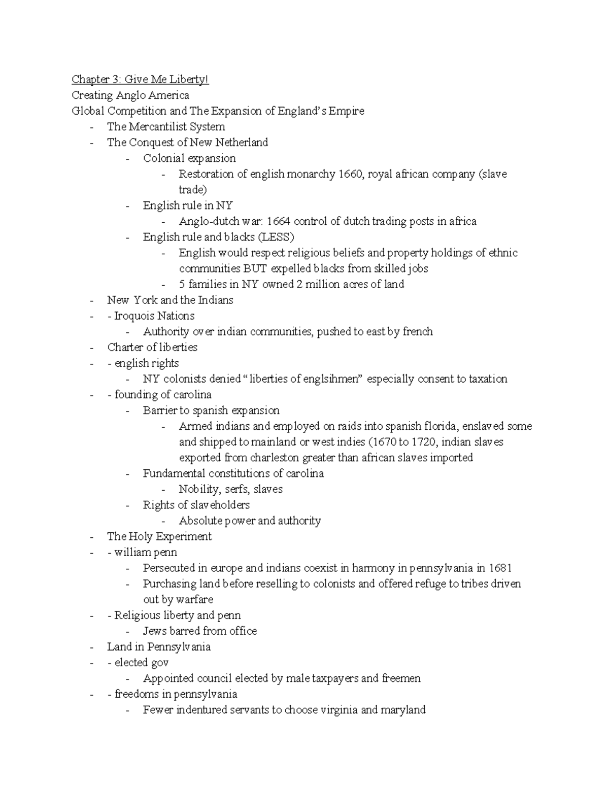 HIST 120 Ch. 3 Notes Pt 1 - Detailed Insights on Anglo America ...