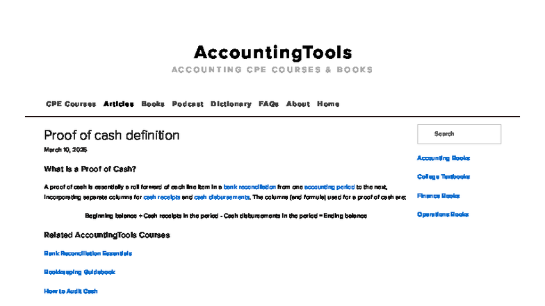 Proof of Cash Definition and Importance in Accounting CPE - Studocu