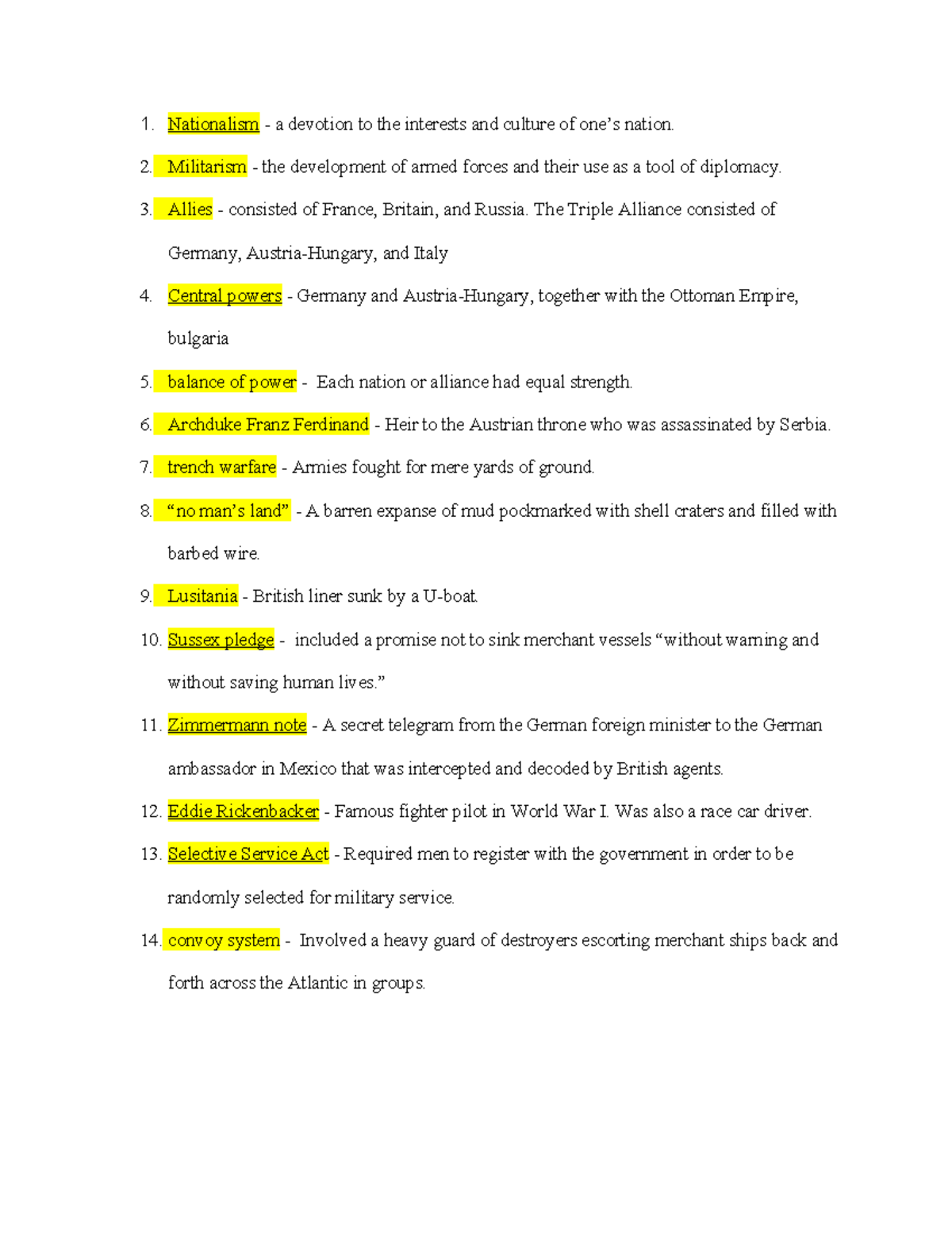 World History Vocab - Nationalism - a devotion to the interests and ...