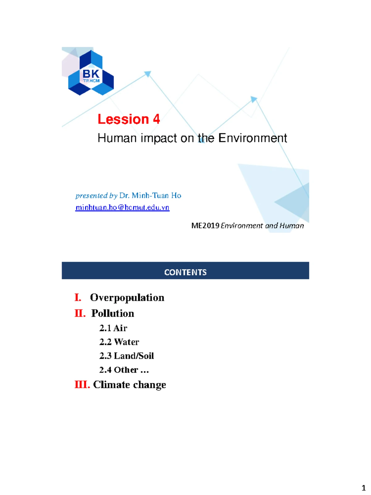 L4 The Human Population and Its impact - ME2019 Environment and Human ...