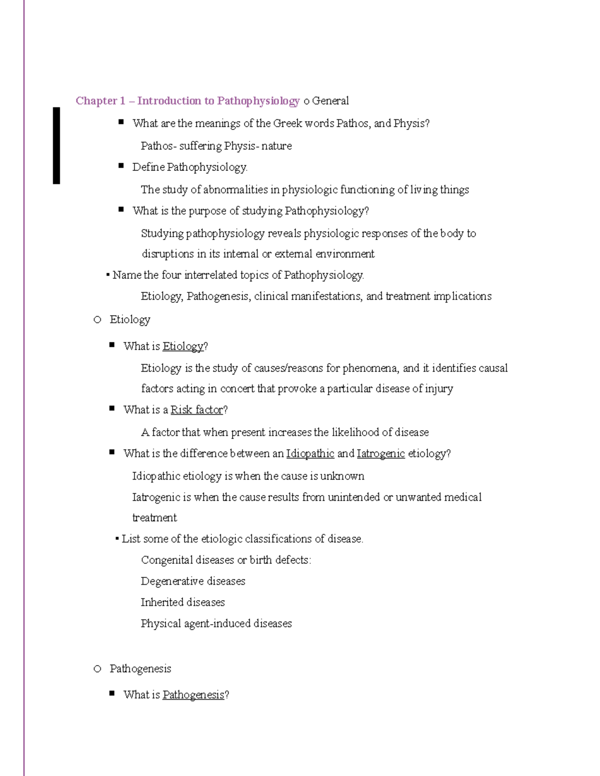 Chapter 1: Introduction to Pathophysiology - Key Concepts and ...