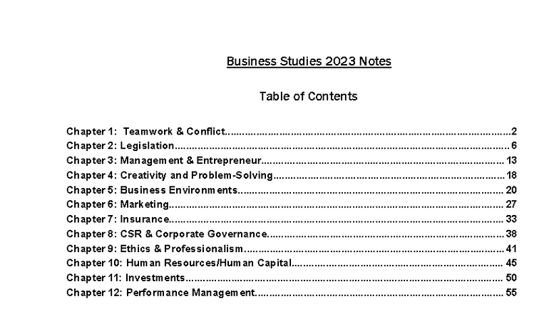 Business Studies 2023: Comprehensive Notes on Key Concepts and ...