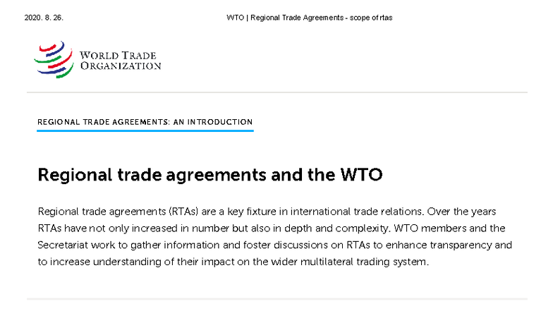 WTO Regional Trade Agreements: An Overview and Implications - Studocu
