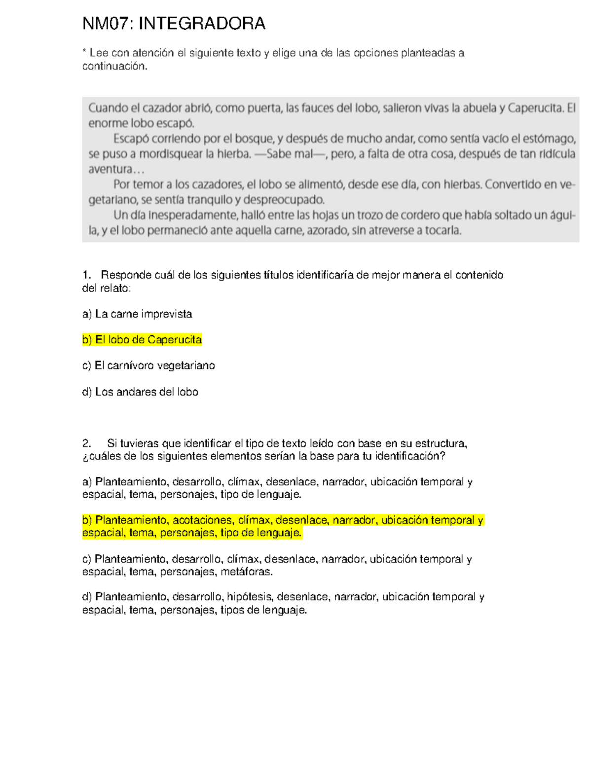 NM07: INTEGRADORA - Análisis de Texto Literario y su Importancia en Bachillerato - Studocu