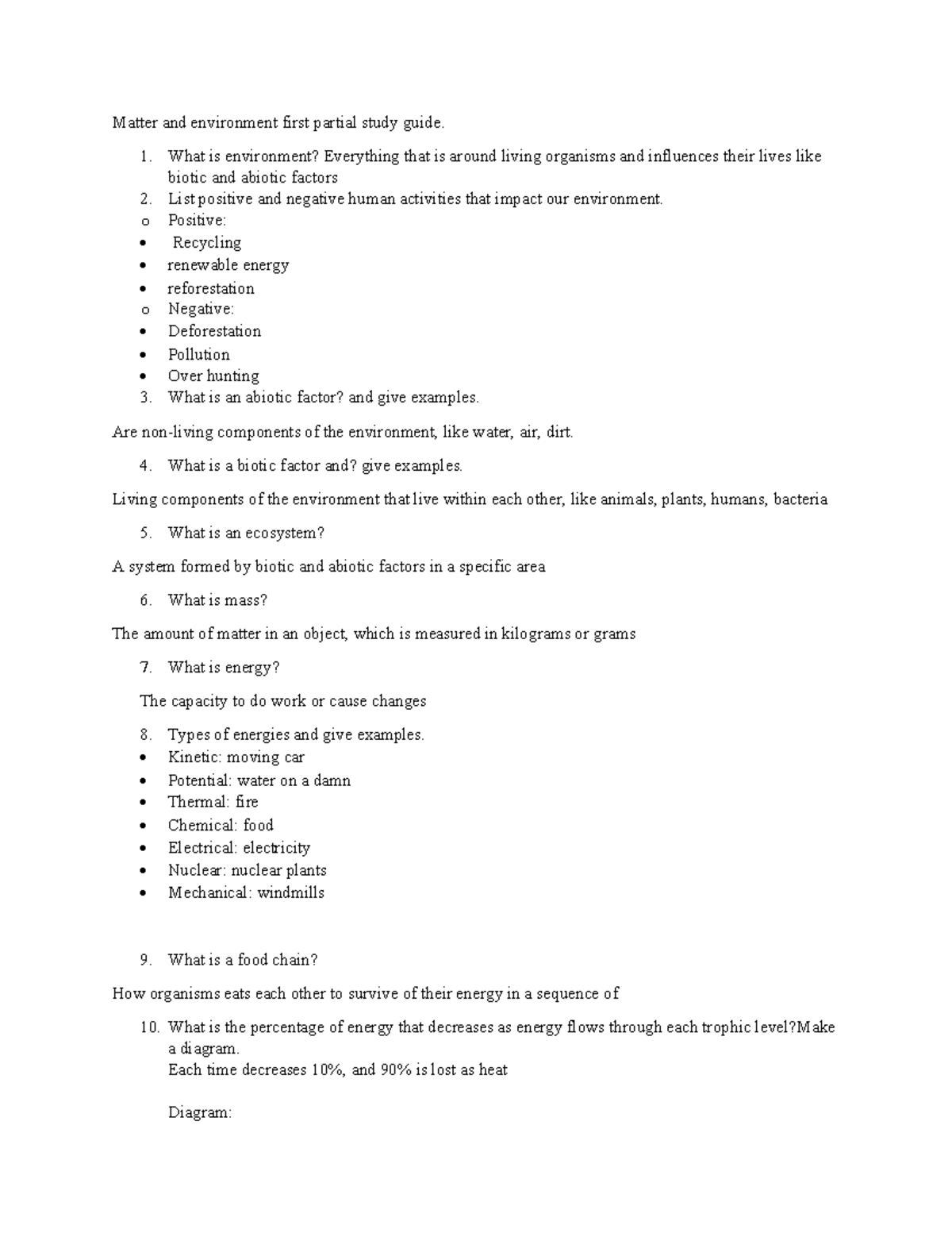 Matter and Environment (Course Code: ME101) First Partial Study Guide ...