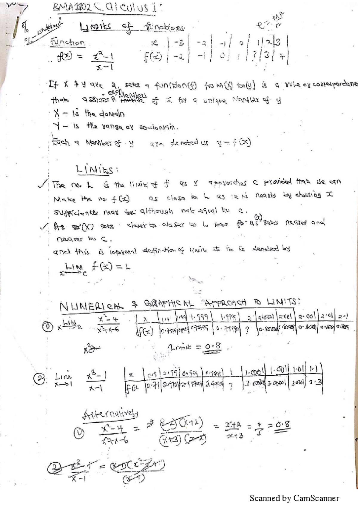BMA1102: Limits and Continuity in Calculus for Statistics 1 - Studocu